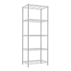 Home Basics 5 Tier Wire Shelving Unit, (White) Steel Storage Shelves | Tall Wire Shelf | for Food, Laundry Supplies, Paint, Hardware, and More
