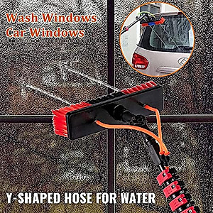 Glass Cleaning Brush, Home Water Fed Telescopic Pole Kit Solar Panel Brush Rotating for Solar Photovoltaic Panel, Car Trucks Windows Washing, 2 Water Pores,10.8m/36ft