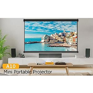 Portable Mini Video Projector, 1800 Lumens A10 Pro Home Theater Phone Mirroring Projectors, Portable Movie Display Projector with Built-in Speaker Mobile Phone Projector (Yello)