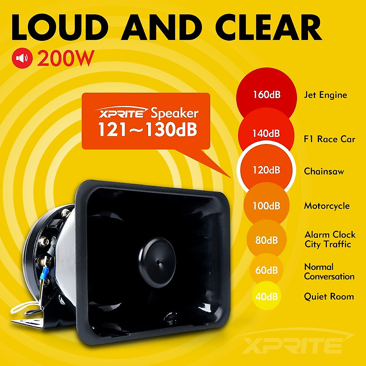 Xprite 200 Watt 8 Tones Emergency Warning Siren Speaker PA System Kit w/Handheld Microphone & Light Control Switches for Police Cars