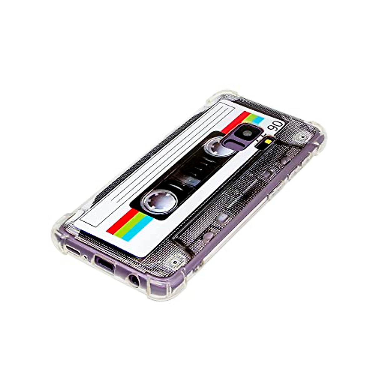 FAteamll Case for Galaxy S9,with Reinforced Corners TPU Soft Bumper Retro Cassette Tape Case Compatible with Samsung Galaxy S9