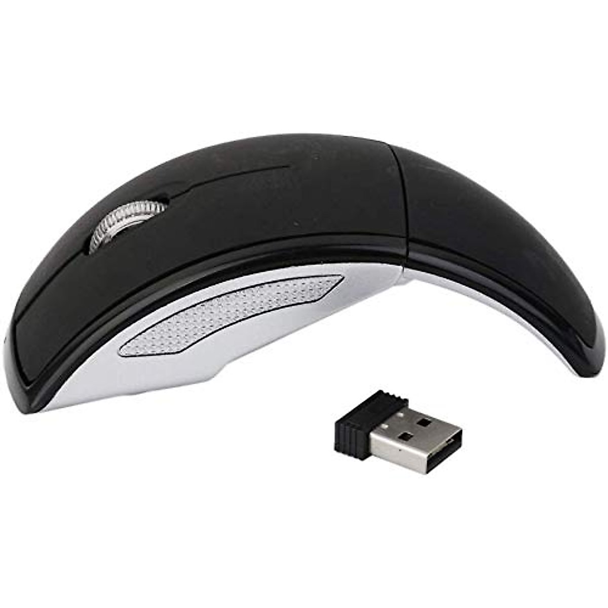 2.4Ghz Wireless Folding Mouse Foldable Optical Arc Mouse Universal Portable Travel Mice Bluetooth USB Receiver for PC Mac Laptop MacBook (Pack of 1)