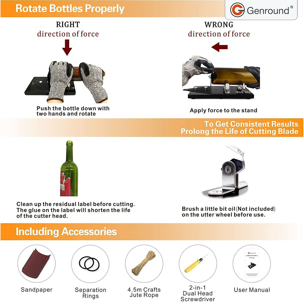 Bottle Cutter, Genround Upgrade 2.1 Glass Bottle Cutter Machine for Round, Square and Oval Bottle Cutting | Cut Bottle from Neck to Bottom | Glass Cutter Bottle Cutting Tool for DIY Projects