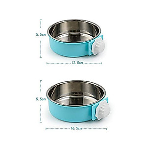 FUUIE Bowls for Food and Water Pet Bowl/Pet Universal/Stainless Steel/Green Blue/Overturn-Proof Hanging Pet Bowl (Color : A)
