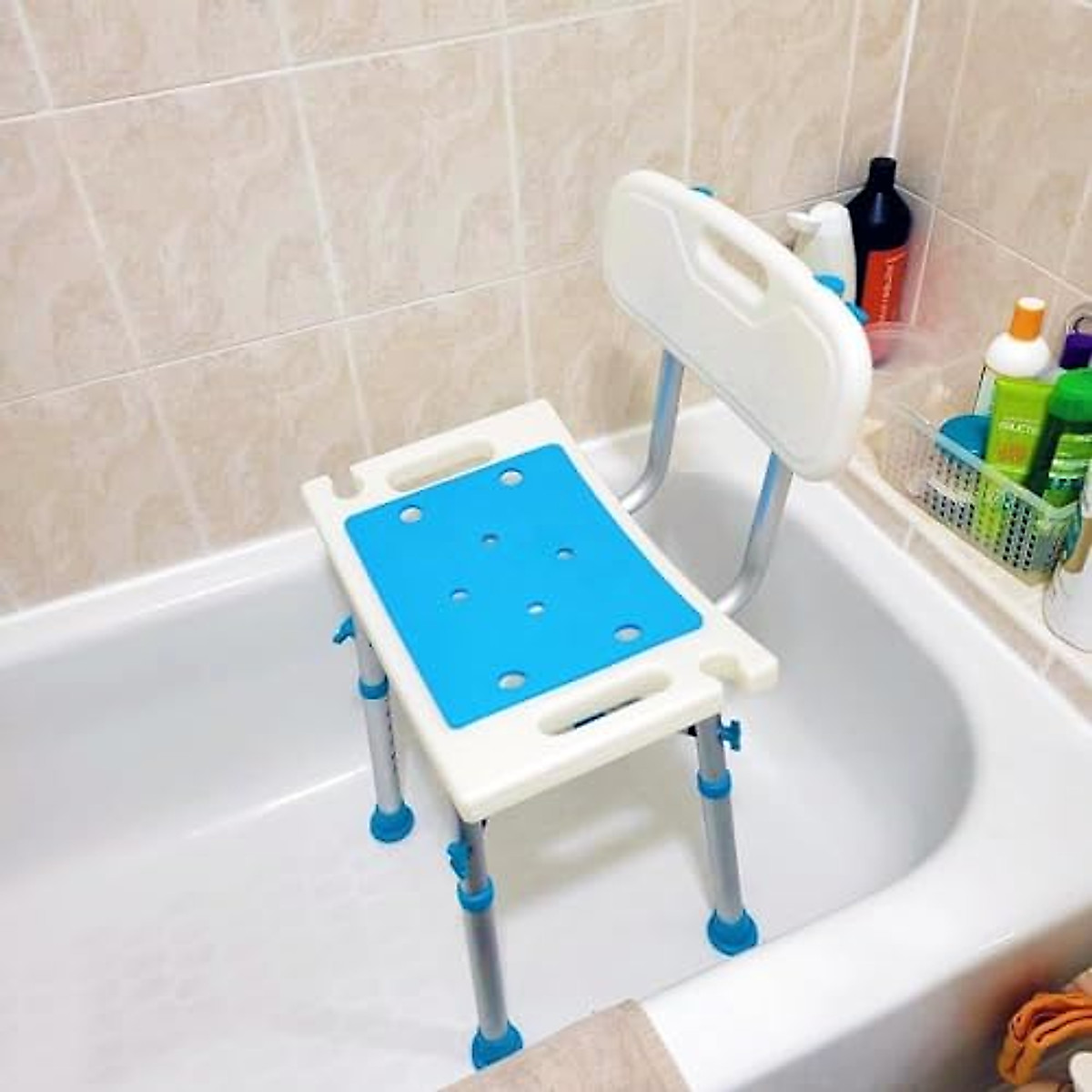 Health Line Massage Products Shower Stool for Narrow Bathtub, Small Bath Chair for Inside Shower, Heavy Duty Padded Shower Tub Seat for Bariatric, Seniors, Disabled, Handicap (Reinforced 500LB)