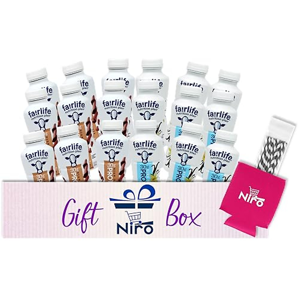 Niro Assortment | Fairlife Protein Shakes, Pack Of 8 - Chocolate Fairlife Shake And Fairlife Vanilla Protein Shake Variety, 11.5 Oz Each - Premium Fairlife Protein Shake With Beverage Sleeve