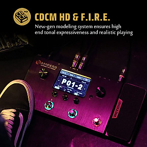 Hotone Ampero MP-100 Guitar Bass Amp Modeling IR Cabinets Simulation Multi Language Multi-Effects with Expression Pedal Stereo OTG USB Audio Interface