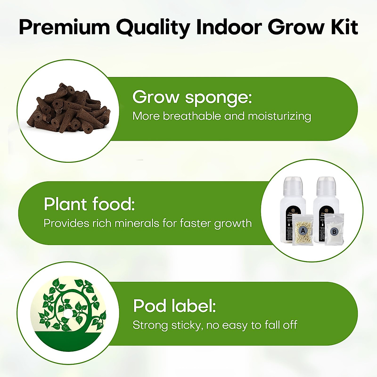 87pcs Seed Compatible with Aerogarden and All Brands - Grow Anything Kit for Indoor Garden Hydroponics Growing System with 40 Grow sponges, 40 Pod Labels, 6 A&B Plant Food, 1 Tweezers