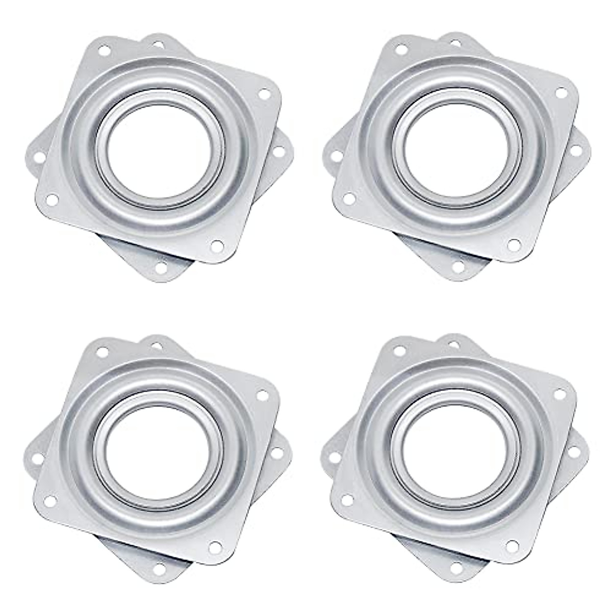 GSHLLO 4 Pcs 3 Inch Galvanized Steel Lazy Susan Hardware Turntable Bearings Rotating Square Trays Swivel Bearing Plates for Serving