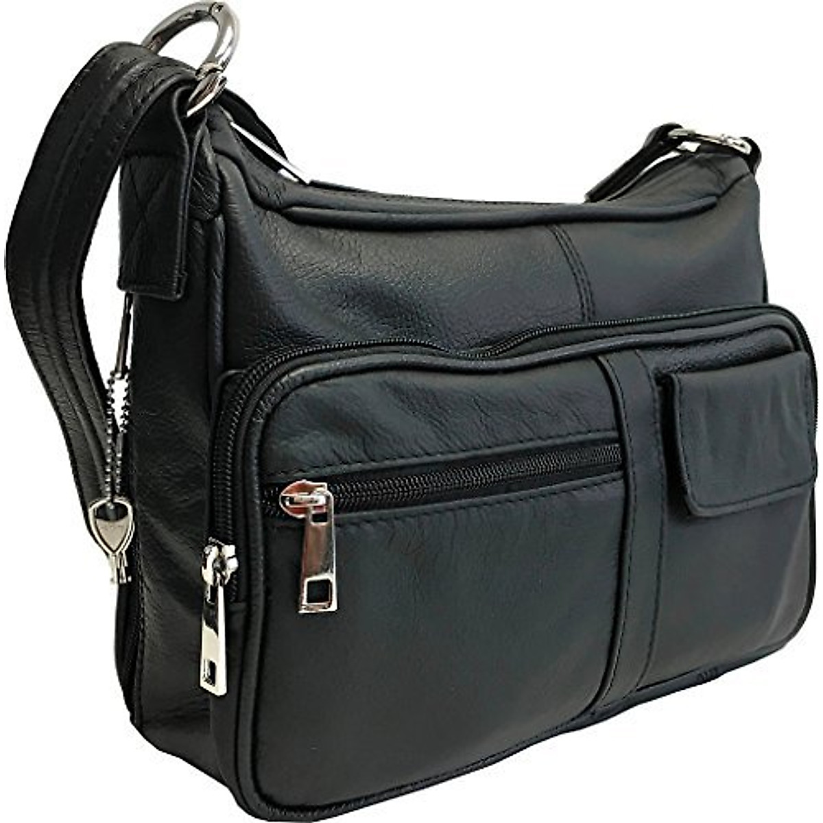 Genuine Leather Locking Concealment Purse CCW Concealed Carry Gun Bag Handbag, Ambidextrous, Black