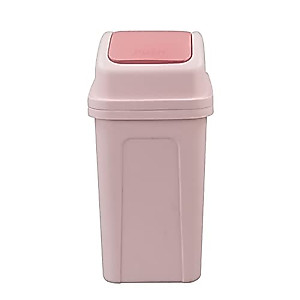 Zopnny Plastic Swing Lid Trash Can, Garbage Can with Swing-top Lid, 1-Pack, Pink