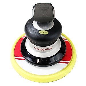 AirVANTAGE Industrial Grade Random Orbital Air Sander Non-Vacuum With Low-Profile Pad, 1/4 in. NPT Air Inlet (6": 3/32- Hook & Loop)