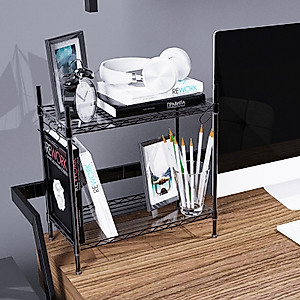 Best 2-Tier Wire Shelving - Black - Lightweight Mini Seasoning Shelf - Kitchen Storage Shelves, Unit with Storage Rack Corner Shelf Shelving Adjustable Storage Shelf, 11.8 "D x 15.7" W x 17.7 "H