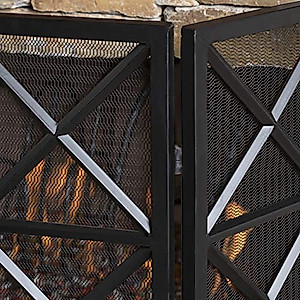 Christopher Knight Home Margaret 3 Panelled Iron Fireplace Screen, Black