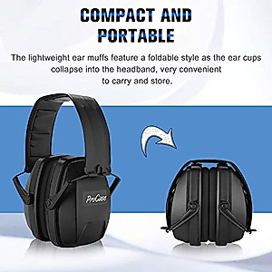 ProCase Professional Noise Reduction Safety Ear Muffs, NRR 28dB Shooters Hearing Protection, Adjustable Noise Cancelling Headphones Ear Protection for Shooting Hunting -Black