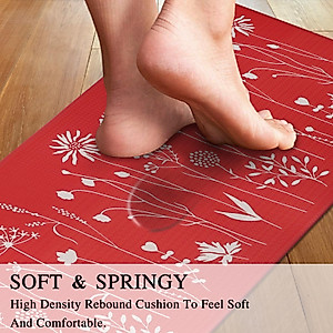 Rempry Kitchen Rug Anti Fatigue, Non Skid Cushioned Comfort Standing Kitchen Mat Waterproof and Oil Proof Floor Runner Mat, Easy to Clean, 17"x59", Red