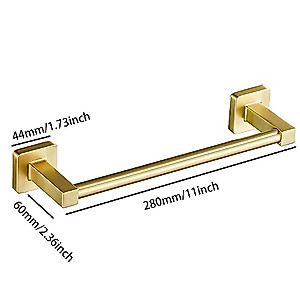 Wall Mounted Towel Rack for Bathroom, Brushed Gold Towel Bar with Stainless Rack and Hand Towel Holder, Bathroom Towel Racks and Shower Towel Rack (Gold, 12 Inch)…