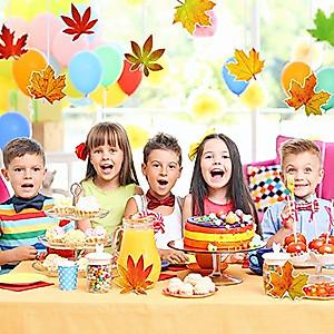 Fall Bulletin Board Decorations Fall Cutouts for Classroom Leaves Cutouts Artificial Fall Leaves with Glue Point Dots for School Thanksgiving Party Decoration, 5.9 x 5.9 Inch (45 Pieces)