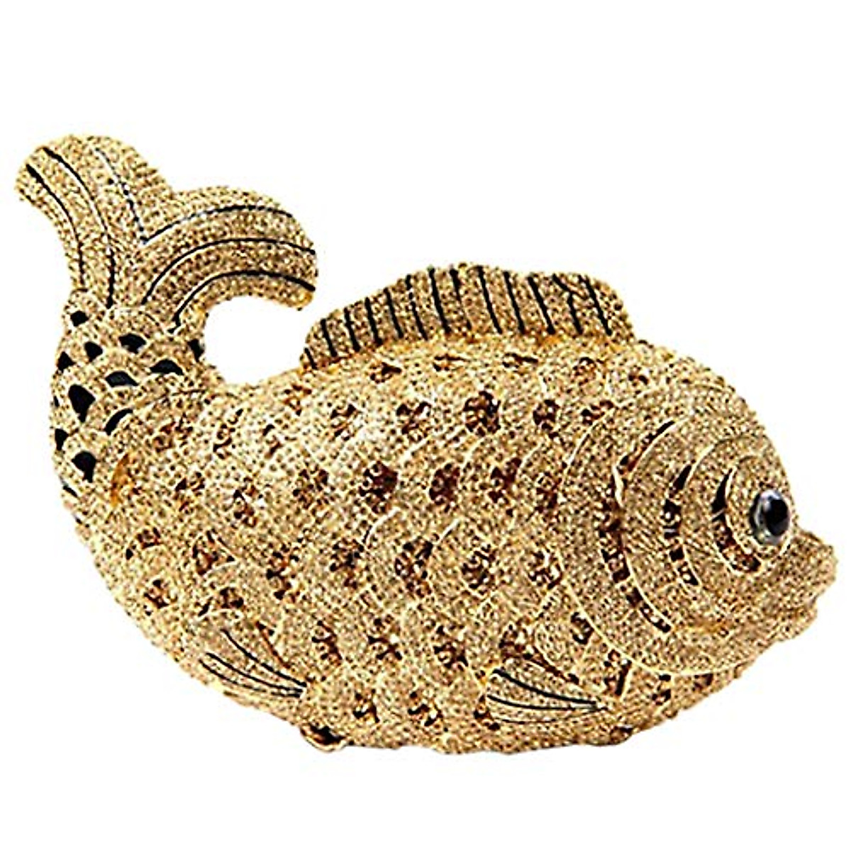 momo mo Women Evening-Bag Chain Rhinestone Ladies Clutch-Purse Wedding Luxury Handbag Fish Gold