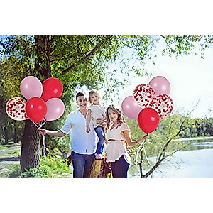 Valentines Day Party Supplies Red Balloons Pink Solid Latex Balloon Red Pink Confetti Balloon 36 Pack for Wedding Bridal Shower Birthday Party Decorations