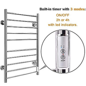 JSLOVE Towel Warmer Wall Mounted Heated Towel Racks for Bathroom, Stainless Steel Hot Towel Rack with Timer (Silver-10 Bars)