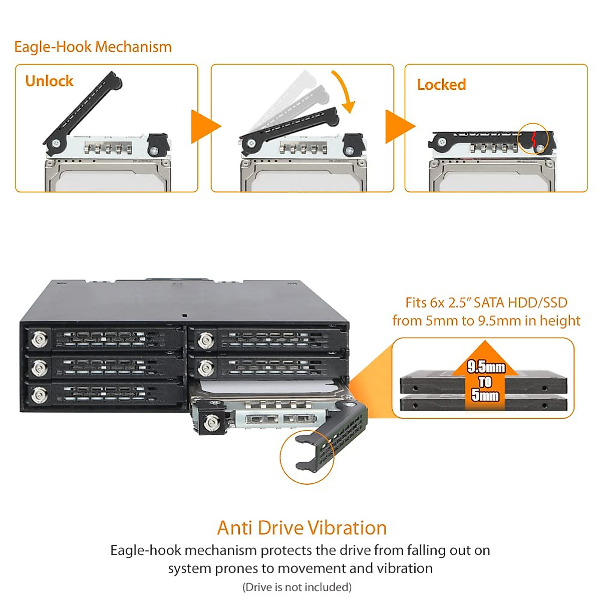 Icy Dock MB996SK-6SB bk | Version of MB996SP-6SB with keylocks