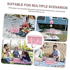 SHOWERORO Cake Insulation Bag Deliveries Insulated Bag with Handle Deliverys Insulated Take Out Bag Door Insulated Food Carrier Insulated Food Bag Food Bag for Takeout Non-woven Bags Pink