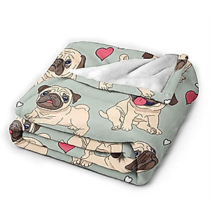Pug Blanket Flannel Fleece Throw Blankets for Bed Couch Sofa Chair Dog Gift 50X40 inches