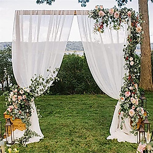 B-COOL White Sheer Backdrop Curtain 10ft by 8ft Chiffon Backdrop Drapes Panels Perfect for Romantic Wedding Decorations