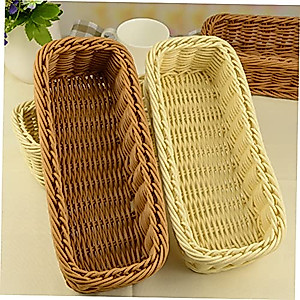 UPKOCH 3pcs Vegetables Tote Imitation Containers Bins Plastic Rattan Handmade Food Rectangular Wicker Snack S Fruit Dinnerware Poly Woven Napkins Kitchen Silverware Basket Holders