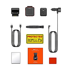 Vantrue E1 2.7K WiFi GPS Mini Dash Cam 1944P Voice Control 1.54" LCD Front Red Car Camera with Free APP, Night Vision, 24 Hours Buffered Motion Parking Mode, Wireless Controller, Support 512GB Max