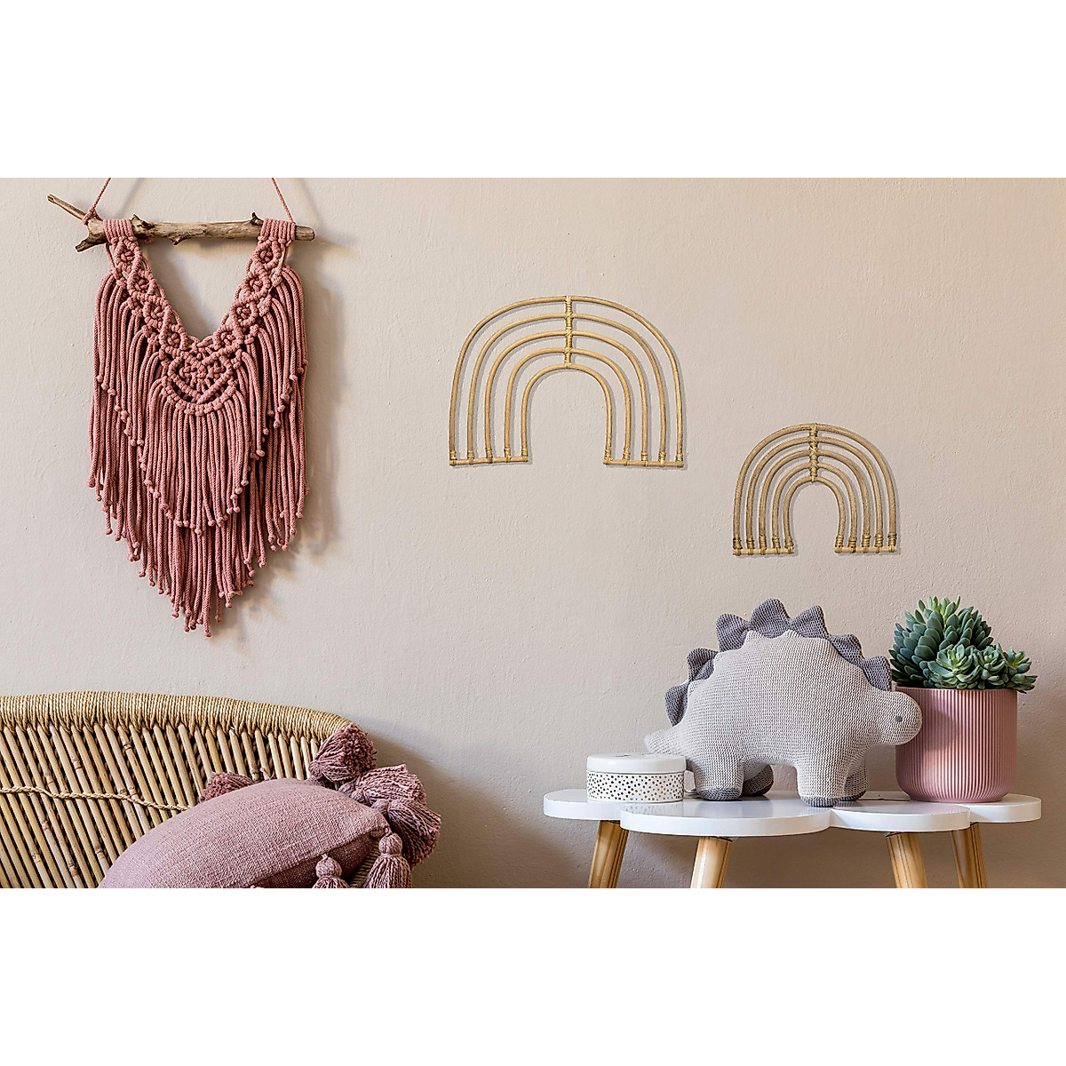 Lucky Love Rattan Rainbow Nursery Decor & Mountain Decor| Baby Room Wall Decor for Baby Girl or Baby Boy