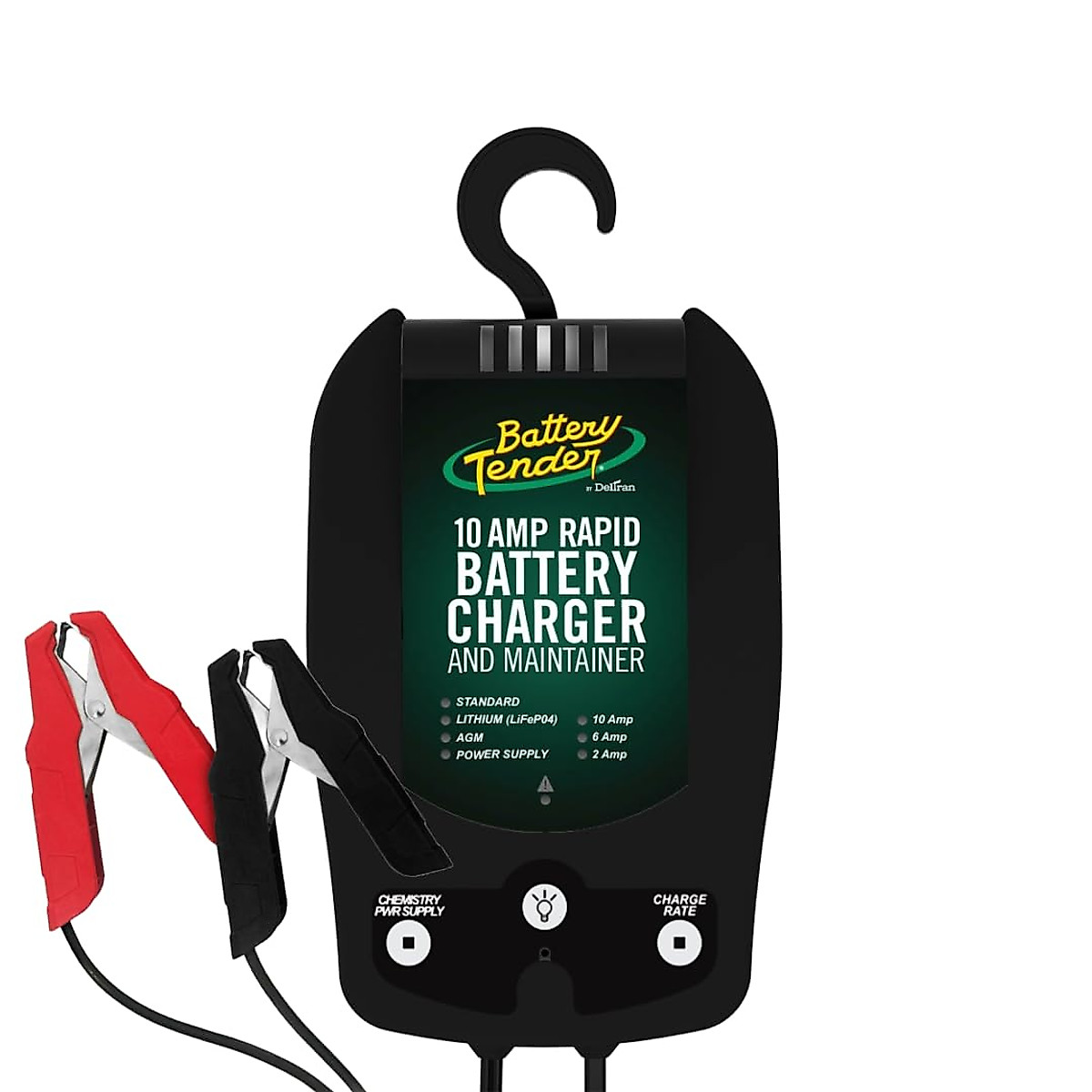 Battery Tender 10 AMP 12V Battery Charger and Maintainer - Automotive Switchable 10 AMP / 6 AMP / 2 AMP - Selectable Chemistry Standard Lithium AGM - Cars SUVs Trucks – 022-0229-DL-WH