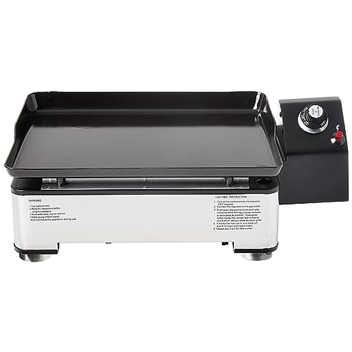 Amazon Basics Outdoor Portable 1 Burner Tabletop Gas Griddle with 18-Inch Enamel Coated Top