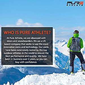 Pure Athlete Ultra-Thin Lightweight Ski Socks - Snowboarding Skiing Sock, Merino Wool (Small, 5 Pairs - Black)