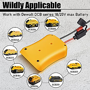 Power Wheels Battery Adapter for Dewalt 20V Battery, Power Wheels Battery Conversion Kit with Fuse and 14 Gauge Wire Connector for RC Car,Trucks,Toys, Robotics and Work Lights for DIY Projects