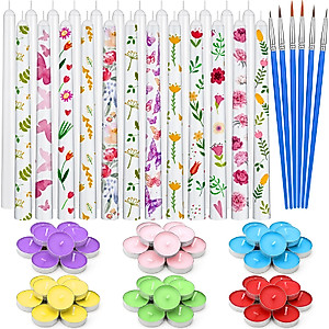 MTLEE 78 Pcs DIY Candle Painting Kit Include 12 White Taper Candles 60 Colored Tealight Candles 6 Paint Brushes for Candles Crafts Birthday Wedding Party Favors (Multi Color)