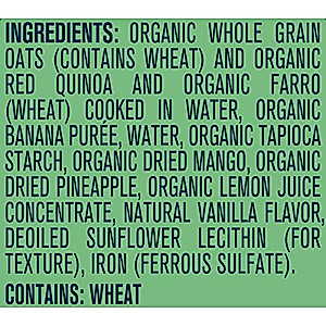 Gerber Organic Grain & Grow Morning Bowl, Oats, Red Quinoa & Farro with Tropical Fruits, 4.5 Ounce (Pack of 8)