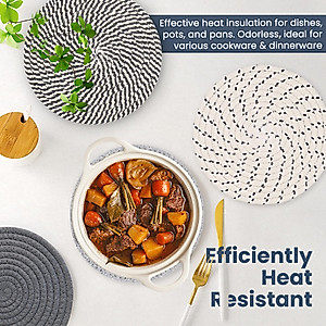 GravGrow Trivets for Hot Dishes, 8 Inch Trivets for Hot Pots and Pans, Thicken Heat Resistant Trivets for Hot Dishes with Storage Basket, Pot Holders for Kitchen, Hot Pads Kitchen Essentials, 5 Pcs