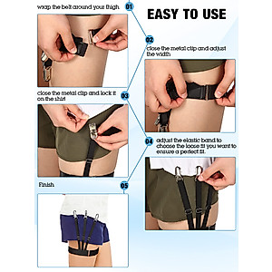 Jeere 2 Pairs Shirt Stays for Men Adjustable Shirt Garters Elastic Shirt Suspenders for Women Shirt Holder Straps with 3 Nonslip Clips
