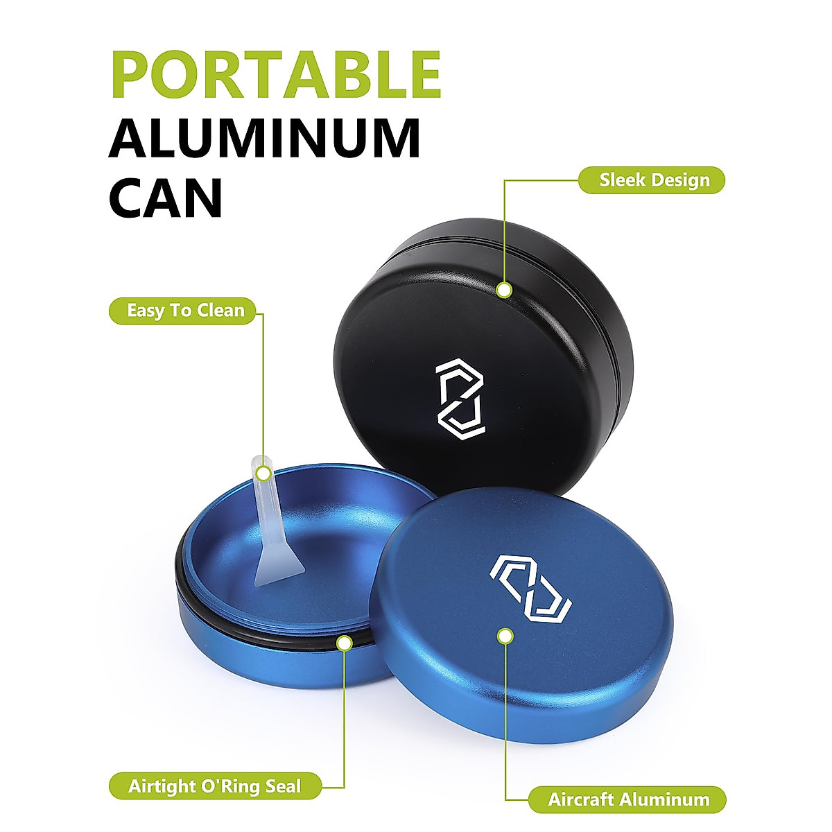 OZCHIN Metal Can for ZYN for Snus - 2 Cans - Portable Airtight Aluminum Odorless Container Odor Proof Screw-Top Lid Lock Smell Proof Multipurpose Storage Container for Spices, Coffee & Teas