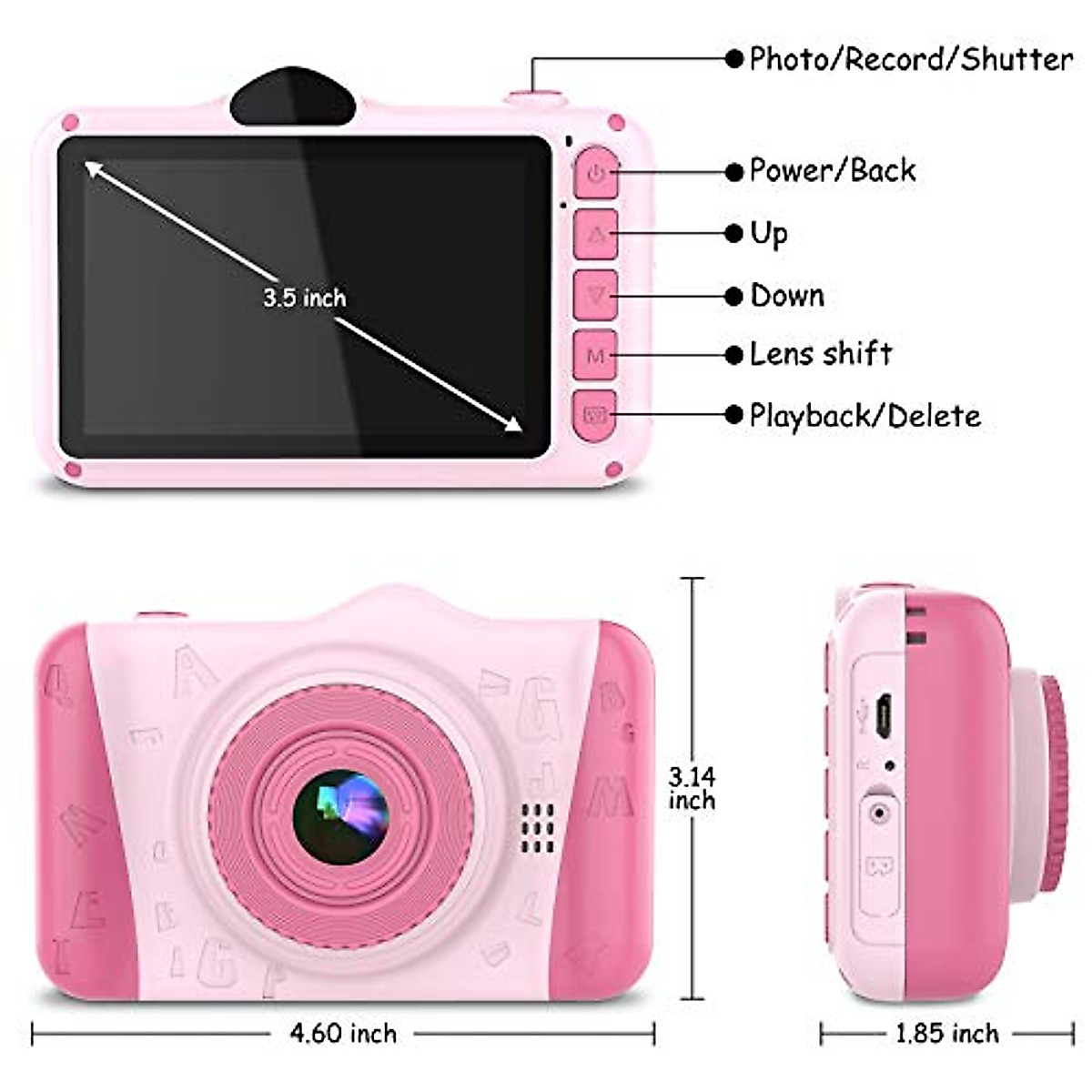 Coolwill Kids Camera for Girls and Boys, 12MP Kids Digital Camera with 3.5'' Large Screen & 8X Digital Zoom, Children's Birthday Gifts Camera for Kids Age 3 4 5 6 7 8 9 10 with 32G TF Card