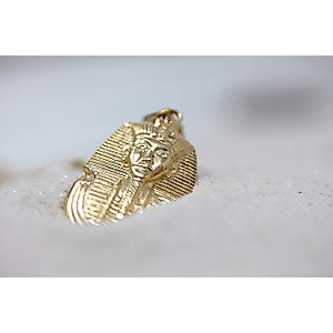 CaliRoseJewelry 10k Egyptian Pharaoh King TUT Pendant in Yellow Gold, 16"