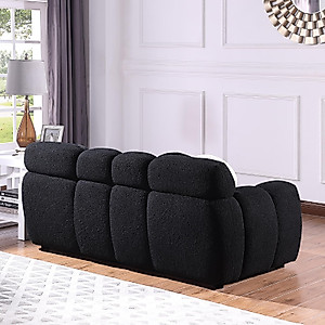 KIVENJAJA Boucle Loveseat Sofa, Sherpa Tufted Cloud Love Seat, Modern Comfy Bubble 2-Seater Deep Seat Small Couch with 2 Pillows for Living Room Apartment Office, 65”W, Black