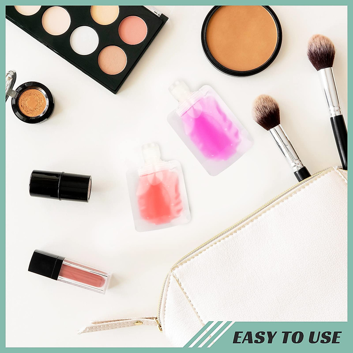 IETONE 10 Pieces 100 ml Transparent Clamshell Packaging Bag Plastic Stand Up Spout Pouch Portable Travel Fluid Makeup Packing Bag for Lotion/Shampoo/Face Cream/Hand Soap/Mask Mud