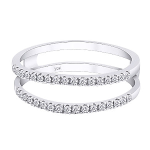 Jewel Zone US 1/4 Cttw Diamond White Natural Diamond Enhancer Engagement Ring Wrap in 10k Solid White Gold (0.25 Ct)