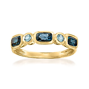 Ross-Simons 0.90 ct. t.w. London and Sky Blue Topaz Ring in 14kt Yellow Gold. Size 9
