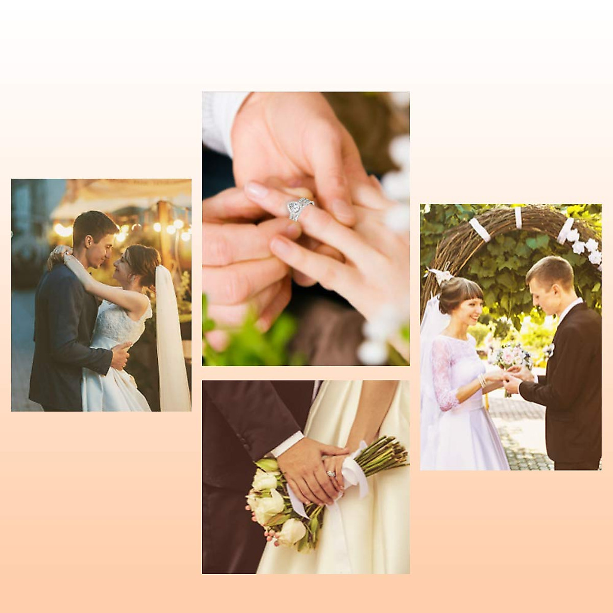 Jeulia Halo Pear Cut Ring Set CZ Heart Shape Engagement Ring for Women Sterling Silver White Diamond Bridal Set Promise Anniversary Rings with Jewelry Gift Box (7)