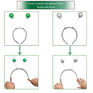 Poptrend 2 Pairs Alien Headband and Glasses, Alien Sunglasses, Glitter Green Silver Headband Boppers Antenna Headband Set, Alien Costume Party Favors Accessories for Adults and Kids (green+silver)