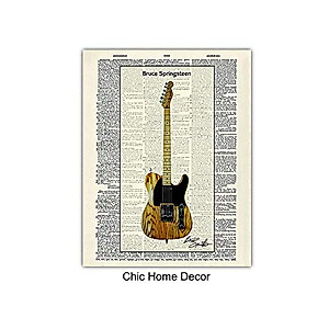Guitar Wall Decor Poster Set - Musician Gifts for Jimi Hendrix, Eddie Van Halen, John Lennon, Jimmy Page, Eric Clapton, Music Fans - Home Decor, Wall Art, Print Set - 8x10